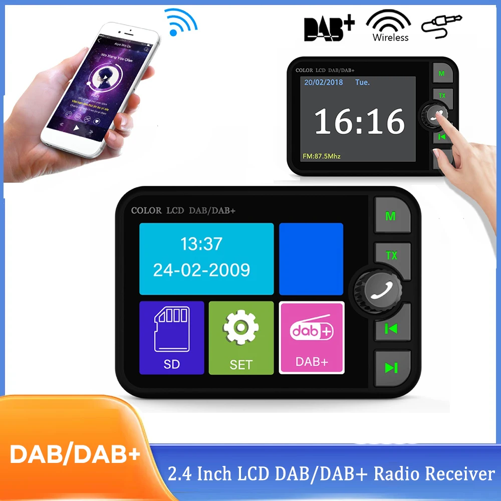 DAB-DAB-Radio-Receiver-2-4-Inch-LCD-Bluetooth-MP3-Player-FM-Radio-Car ...