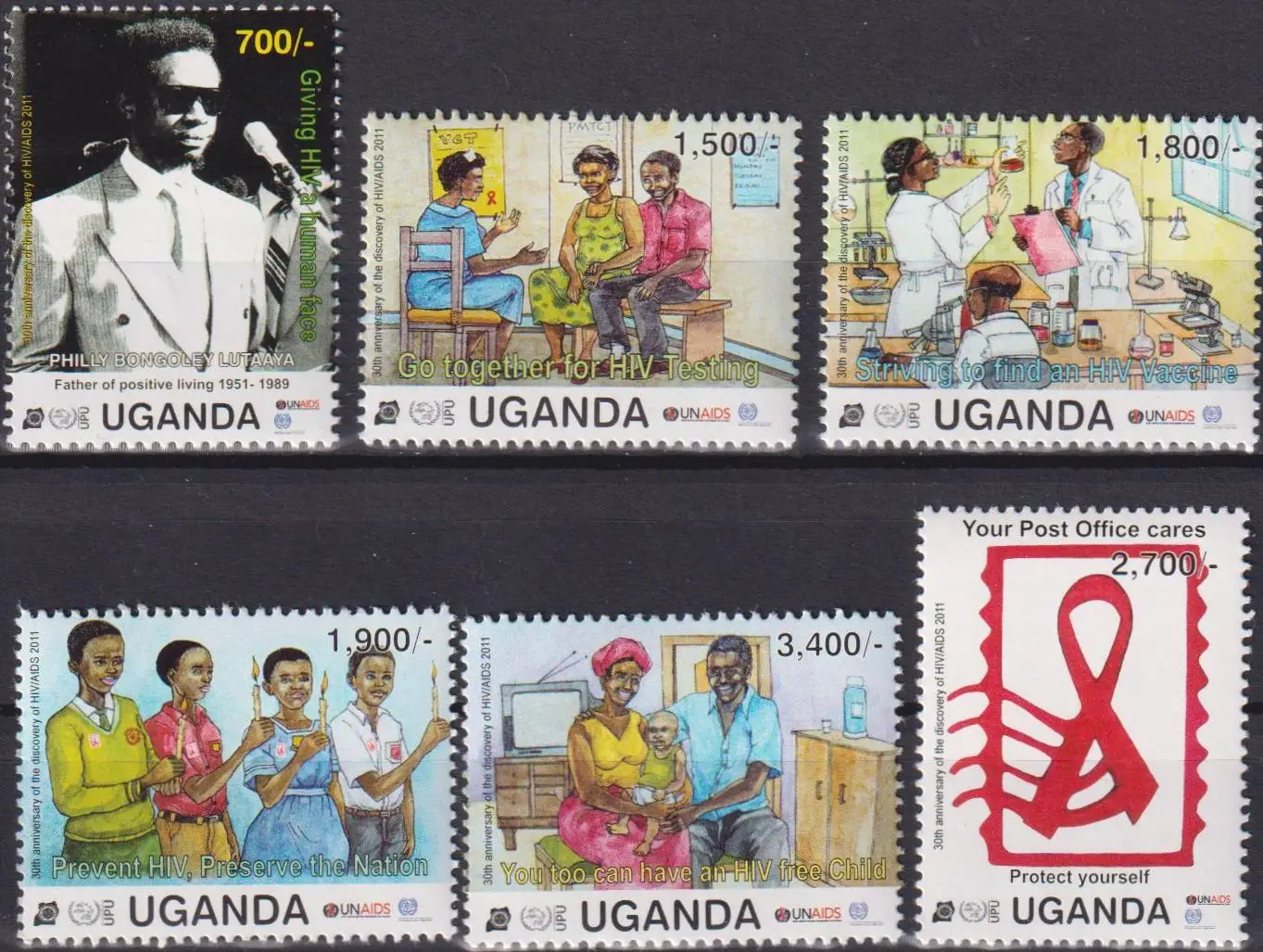 Postage-stamps-of-Uganda-2012-30-Years-of-AIDS-Discovery-MNH ...