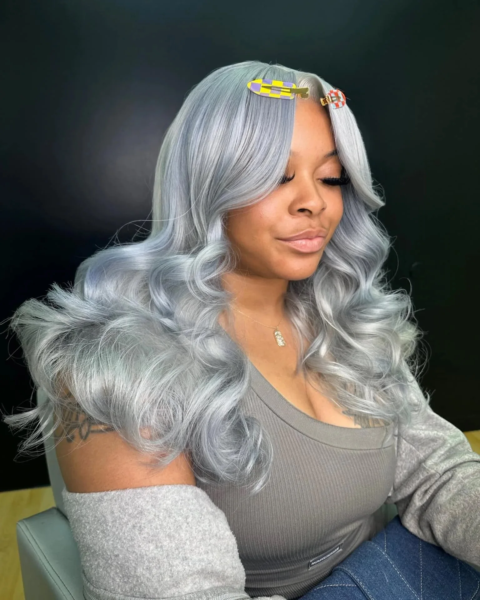 Silver Gray Body Wave HD Transparent Lace Frontal Wigs Human Hair ...
