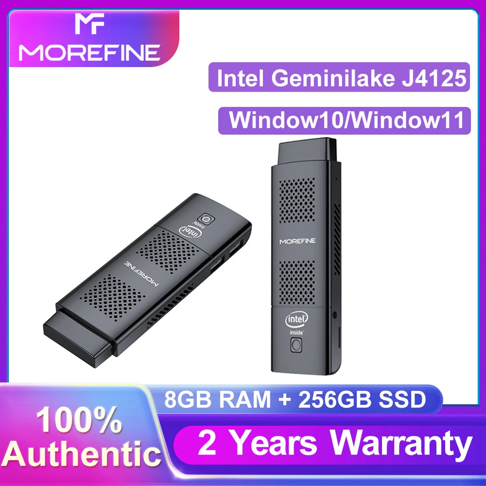 MOREFINE M1K 미니 PC 게이밍 컴퓨터, 인텔 제미니 레이크 J4125, 8G DDR4, 128GB, 256GB 윈도우 ...