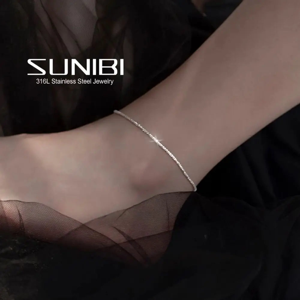SUNIBI Sparkling Gypsophila Anklet for Women 316L Stainless Steel ...