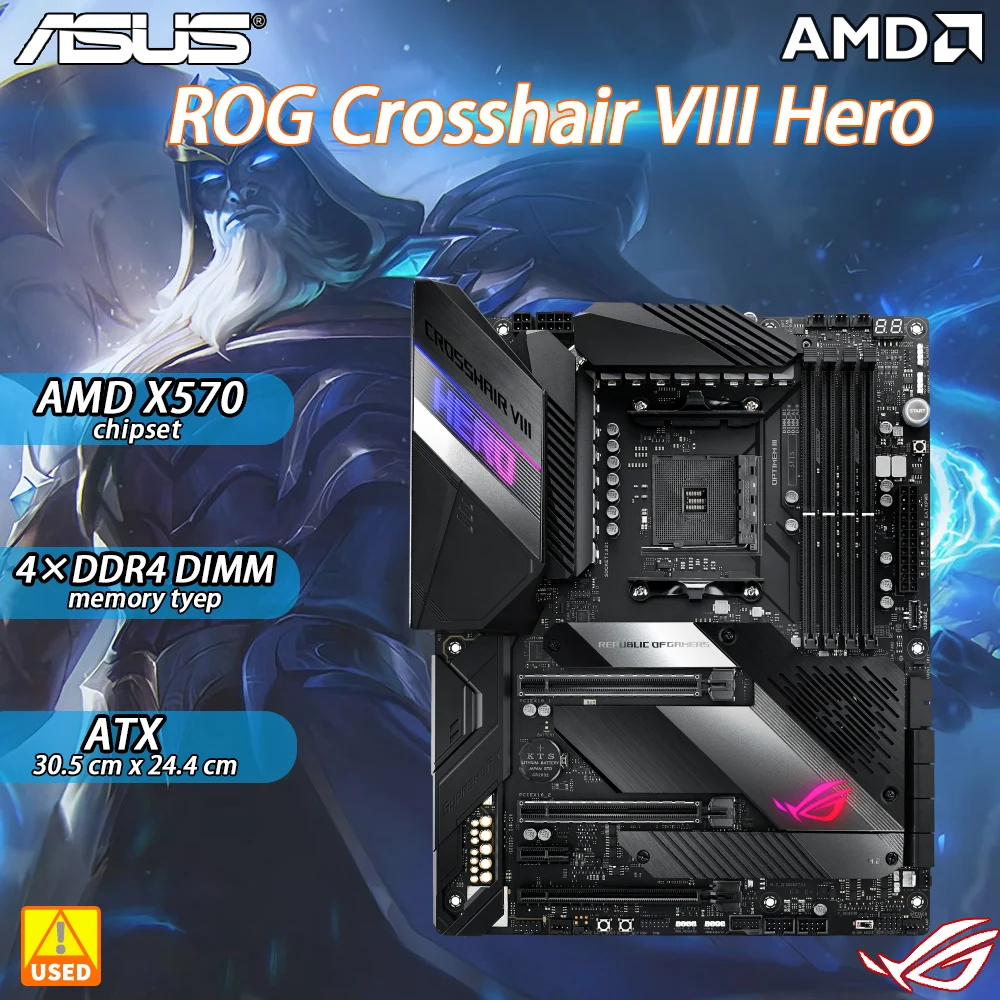 ASUS ROG CROSSHAIR VIII HERO Uses AMD X570 Chipset Socket AM4 for AMD RYZEN 5 5600 DDR4 128GB ...