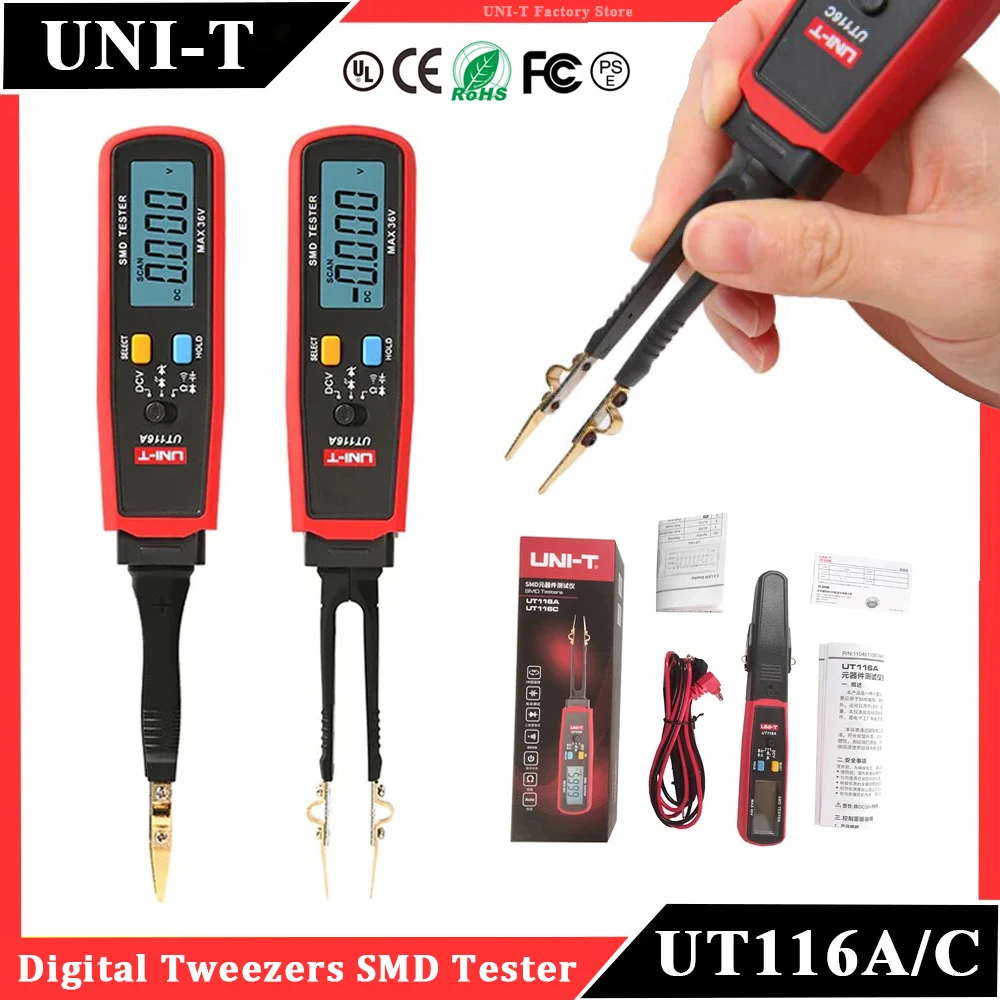 UNI-T-SMD-Multimeter-UT116A-UT116C-Auto-Range-Micro-Tweezers-for ...