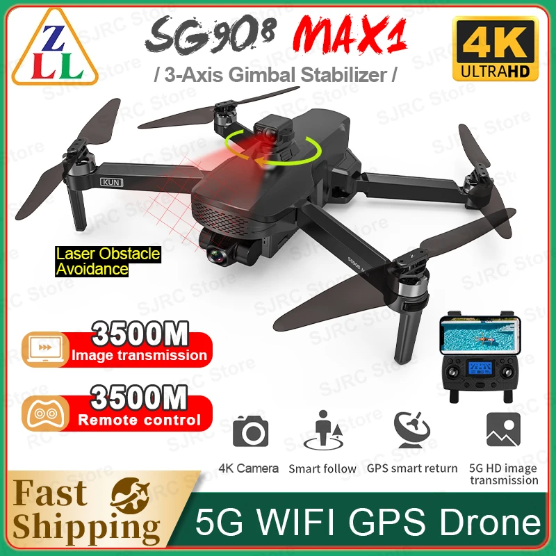 ZLL SG908 Max / SG908 Pro GPS Drone 4K Profesional 3 Axis Gimbal HD ...