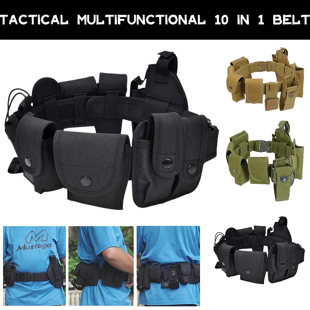 Tactical-Military-10-in-1-Security-Duty-Belt-Multifunctional-Holster ...