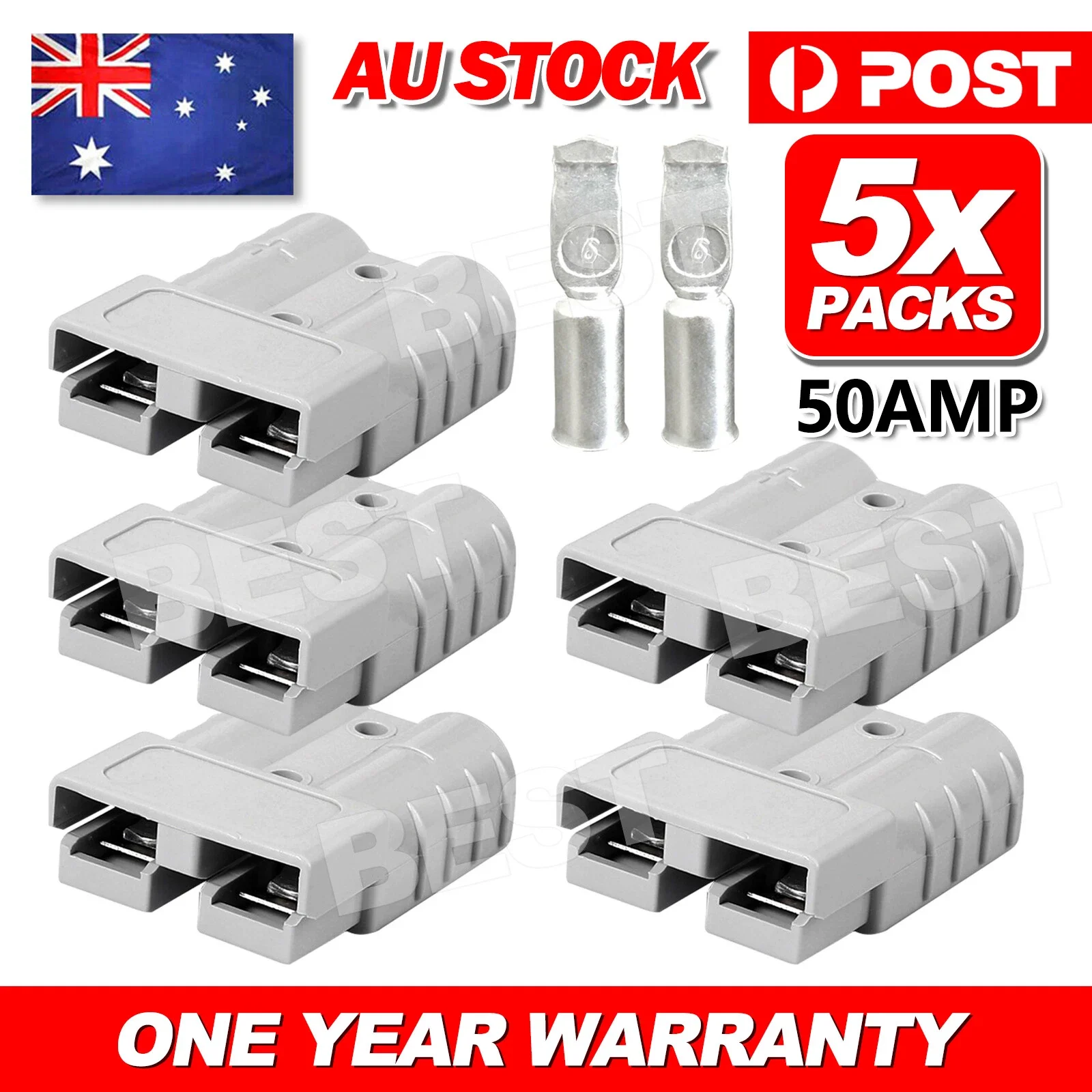 5x Anderson Style Plug Connectors DC Power Tool 50 AMP 12-24V 6AWG AU ...