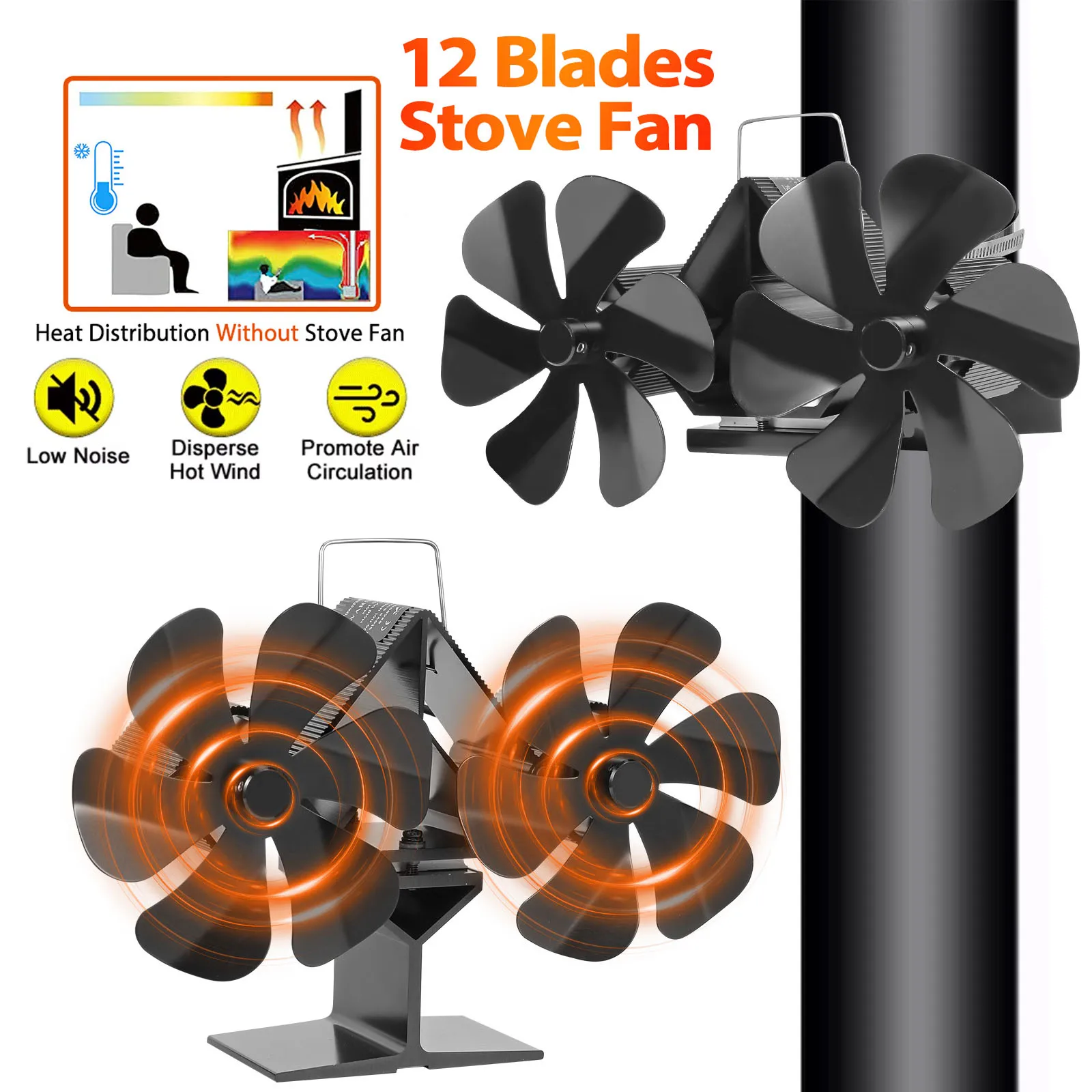 Heat-Powered-Stove-Fan-12-blades-Wood-Burning-Stove-Fan-for-Log-Burning ...