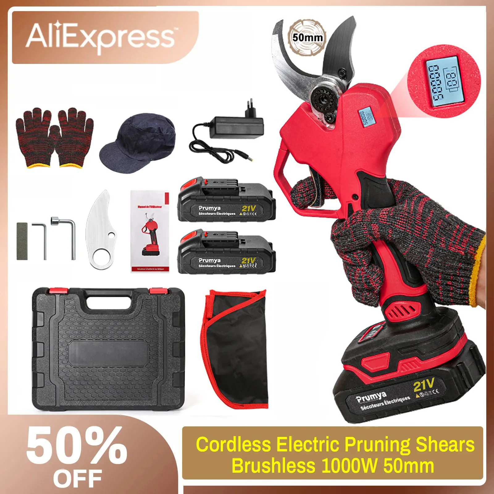 1000W-900W-50mm-Electric-Pruning-Shears-Brushless-Cordless-Pruner-Shear ...