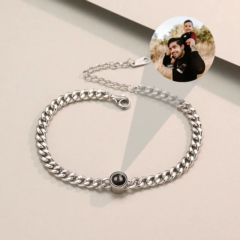 925-Sterling-Silver-Personalized-Chain-Custom-Projection-Photo-Bracelet ...