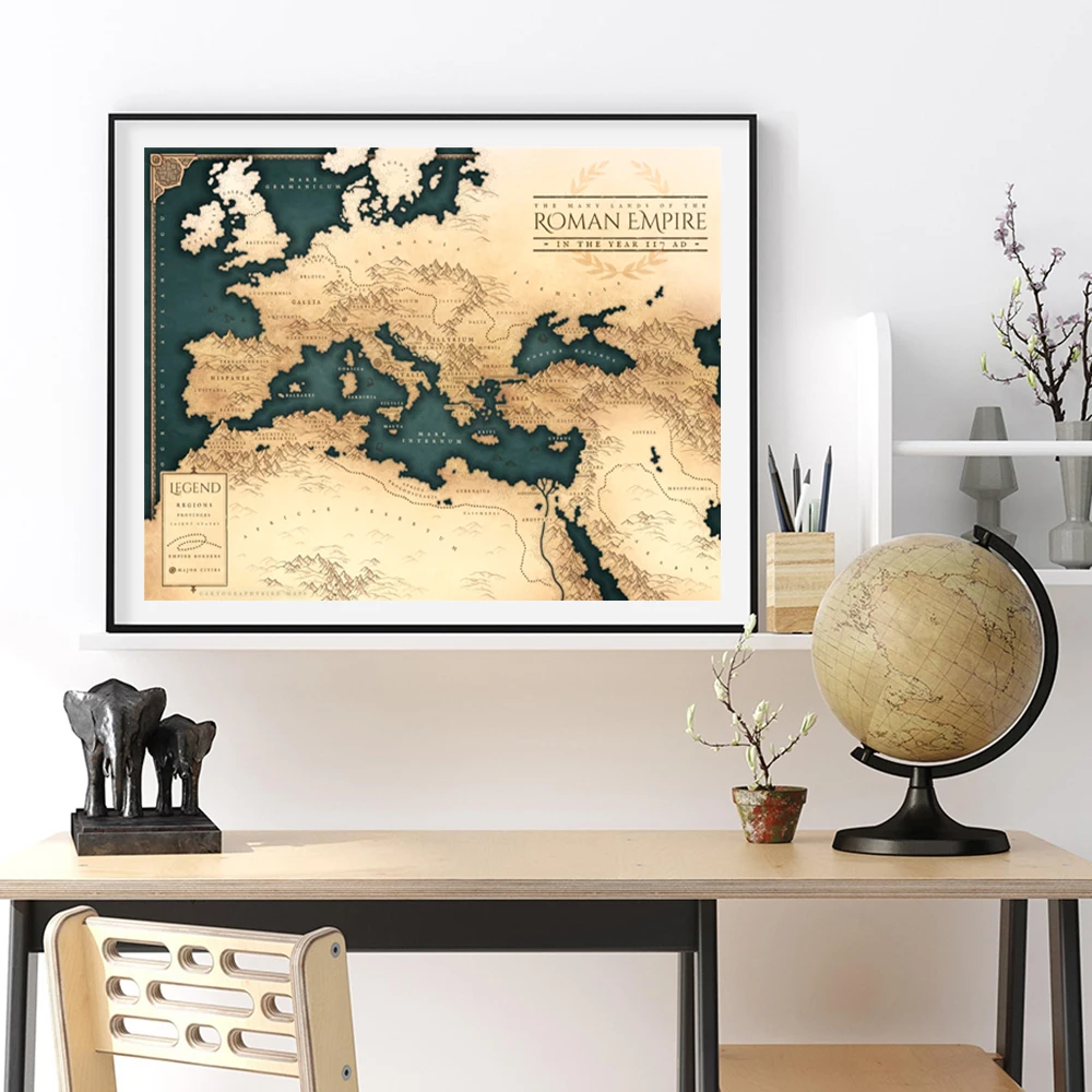 Ancient Rome Map Art Prints Roman Empire Poster Dark Fantasy Style ...