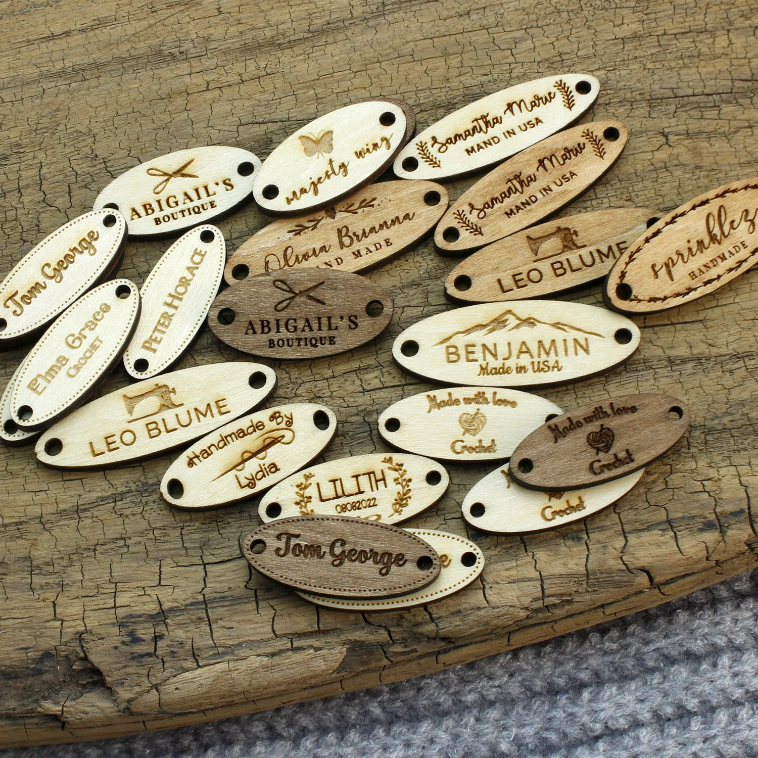 Personalized Oval Wood Tags,Wooden Buttons, Custom Wood Name Tag,Gift ...