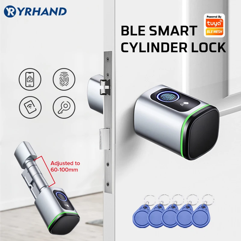 Euro-Tuya-Smart-Fingerprint-Electronic-lock-with-Cylinder-Tuya-BLE ...