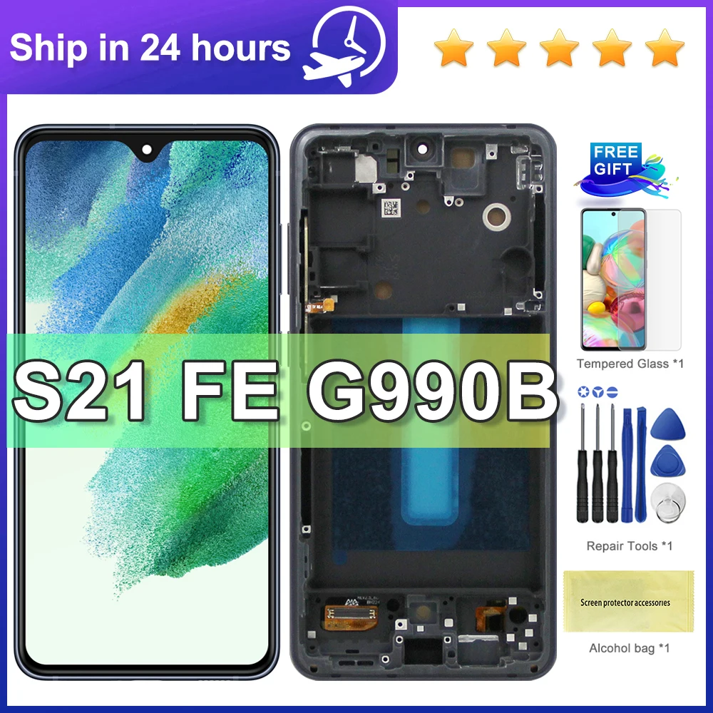 AMOLED-S21FE-Display-Frame-For-Samsung-S21-FE-5G-G990-G990B-G990U-G990B ...