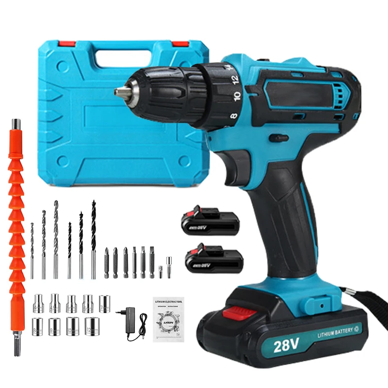 28V-Cordless-Impact-Drill-High-power-Rechargeable-Electric-Drill ...