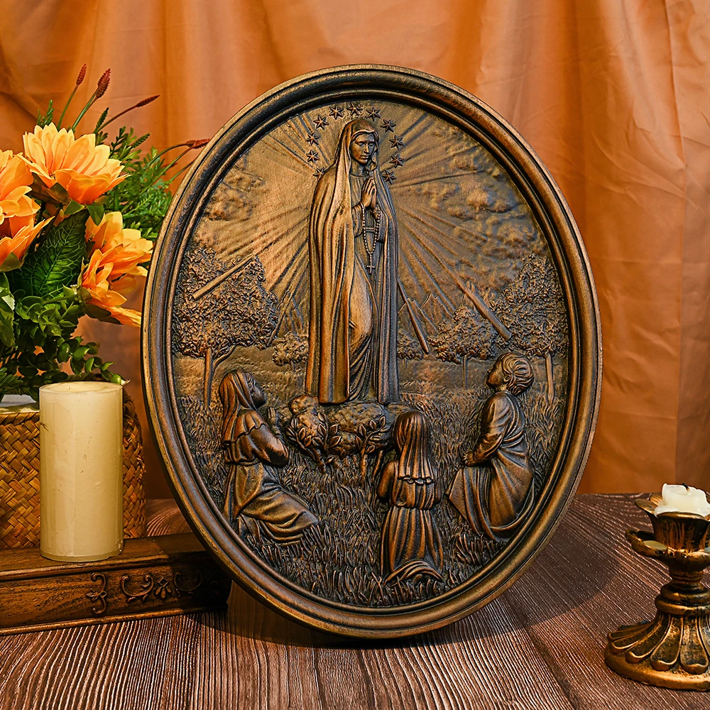 Our Lady of Fatima plaque solid wood wood carving crafts ornaments ...
