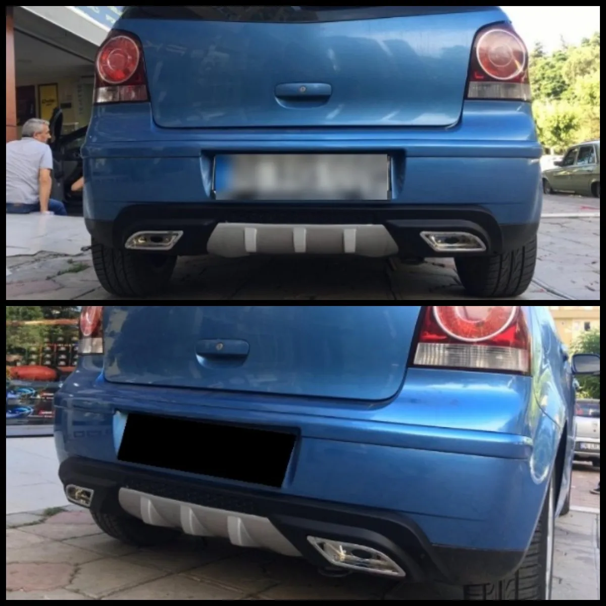 For Volkswagen Polo Car Rear Bumper Diffuser Black ABS Plastic Car ...