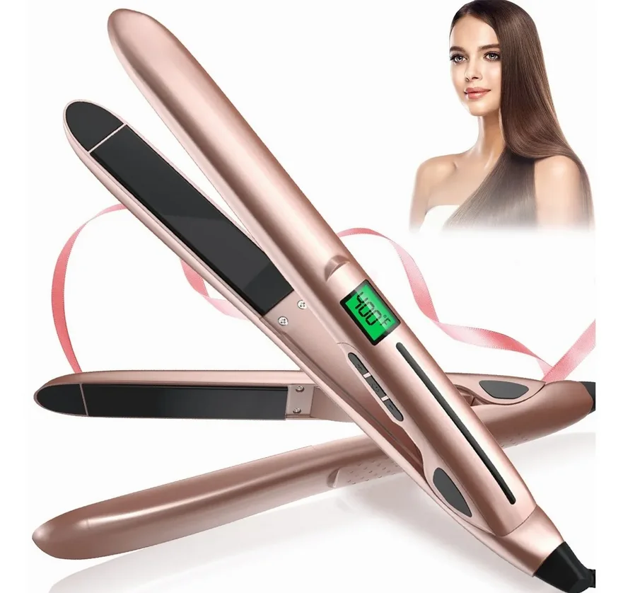 Professional Hair Straightener & Curler 2 in 1 Ceramic Heating Wet Dry ...