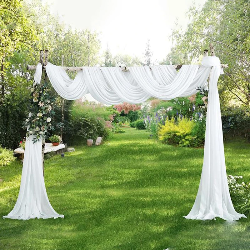 White Sheer Wedding Arch | White Wedding Curtain | Sheer Wedding ...