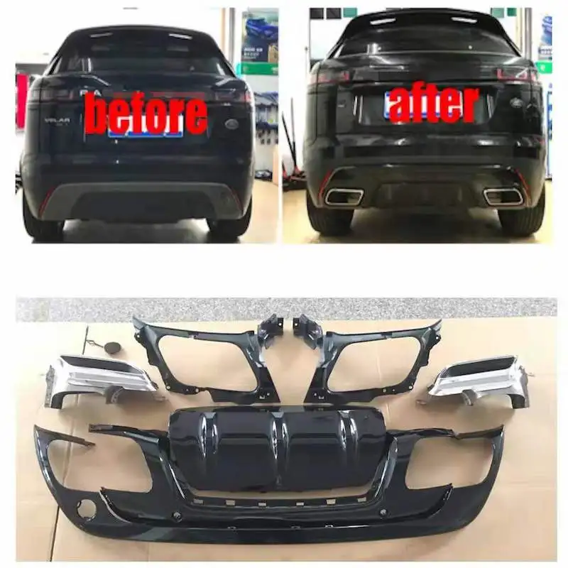 Gloss Black Rear Bumper Lower Cover Diffuser For Range Rover Velar P380 ...