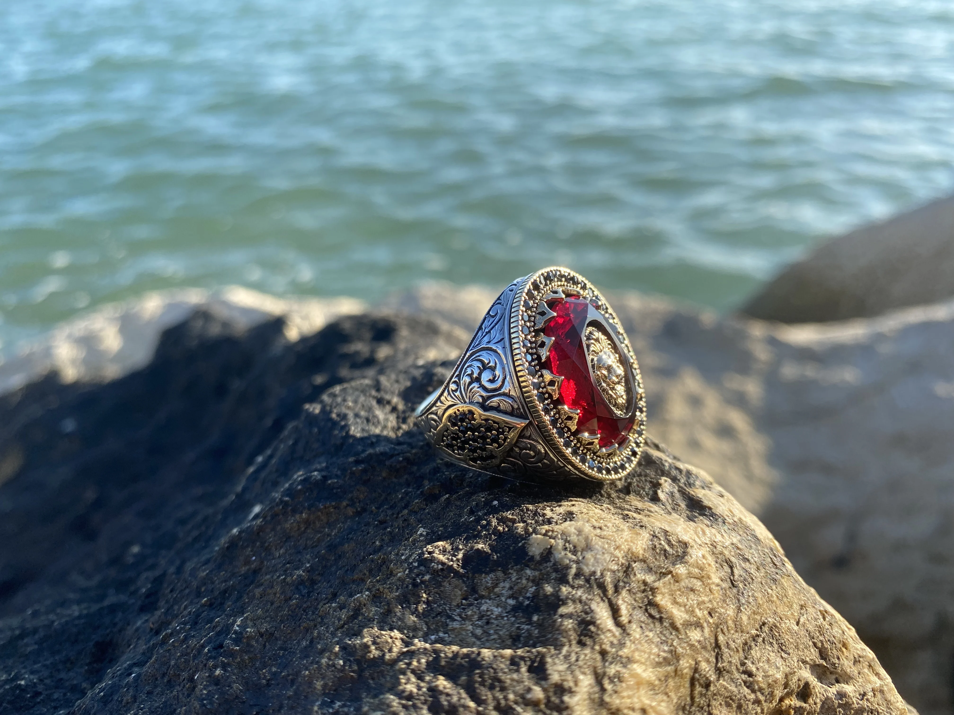 Sultan-Series-Special-Desing-Silver-Ring-with-Red-Catalin-Stone-Fashion ...