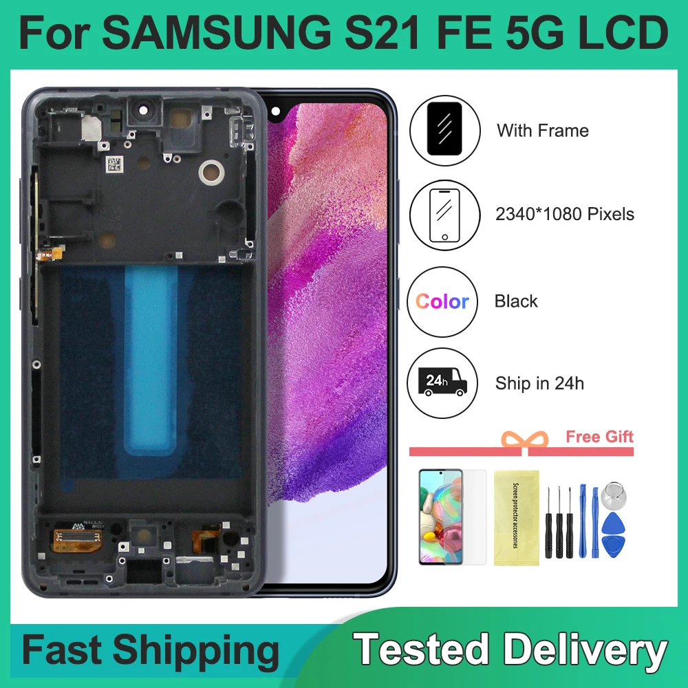 Amoled-S21FE-Display-For-Samsung-S21-FE-5G-lcd-display-Frame-G990-G990U ...