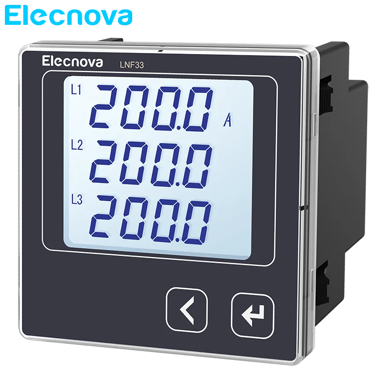 LNF33 72mm Digital LCD Ammeter AC 3 Phase,RS485 Modbus,Panel Mounted Galvanometer AM Ampere ...