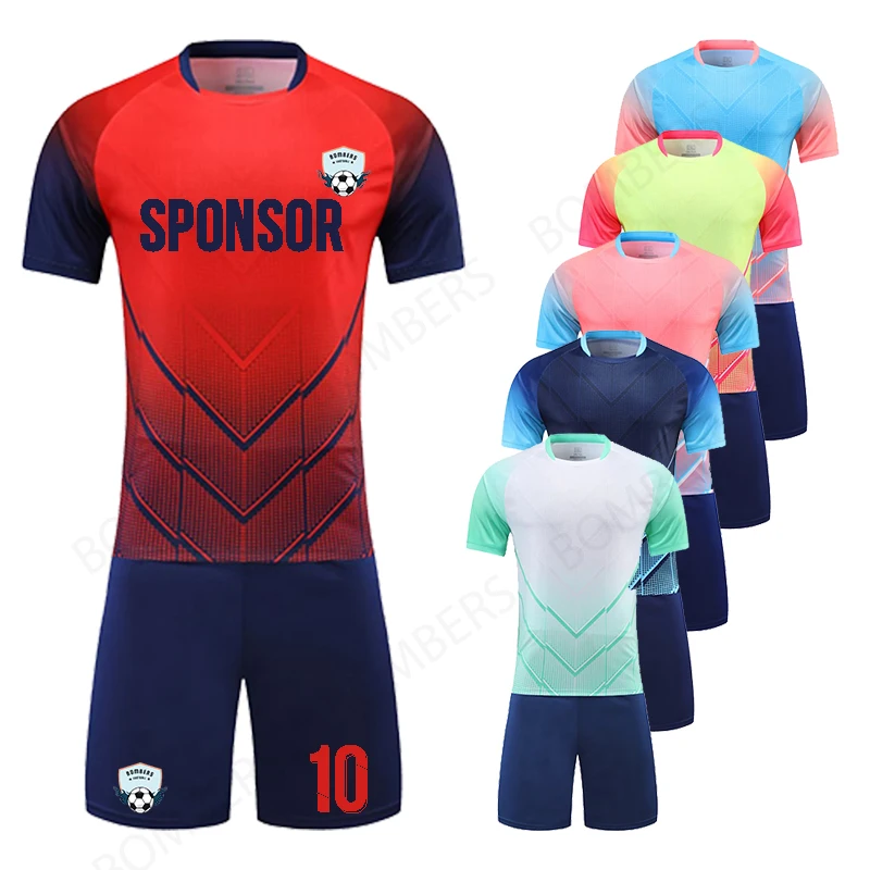 Training Suit Soccer Football Kid Adult Jerseys Set Boys Short Sleeve ...