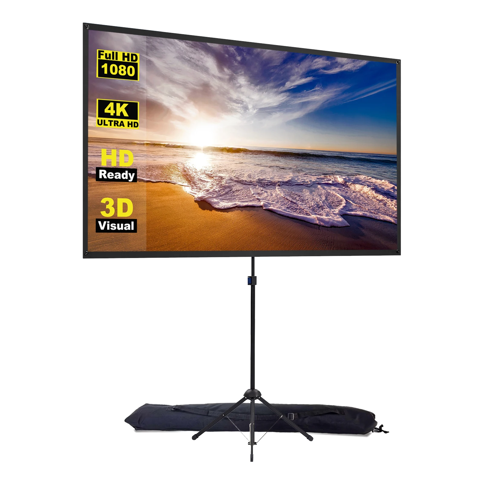 Projector Screen with Stand, Portable Projector Screen 100 Inch, 16:9 ...