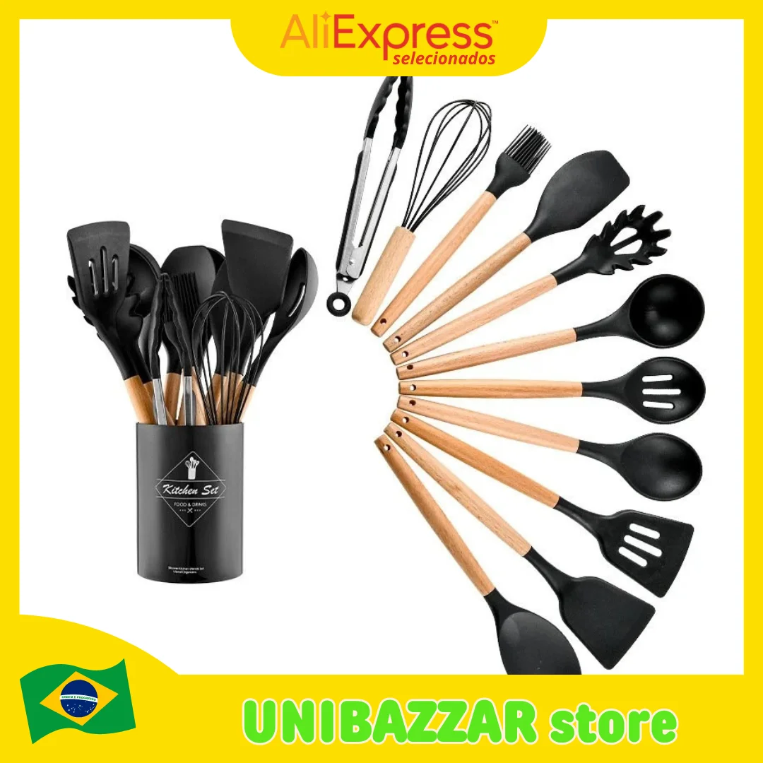12-piece-Kitchen-Kit-Set-Cooking-Utensils-Set-Non-stick-Wood-Cable-Fast ...