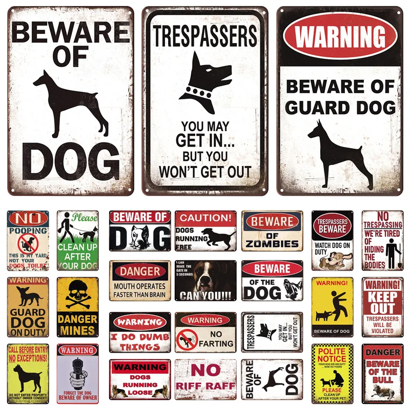 Retro-Vintage-Beware-Of-Dog-Warning-Vintage-Tin-Signs-Caution-Metal ...