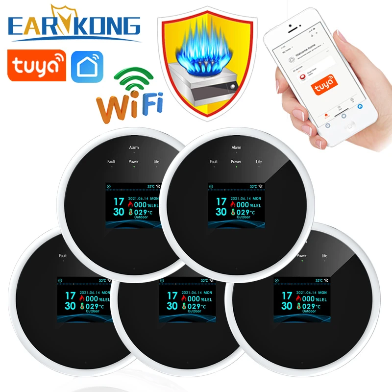 EARYKONG Wifi Natural Gas Sensor Combustible Household Smart LPG Gas Alarm Detector Leakage ...
