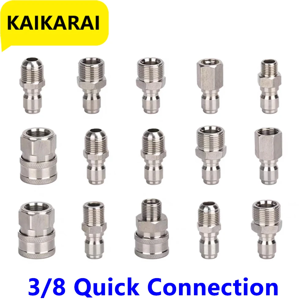 3/8 Inch Stainless Steel Male and Female Quick Connector Kit Pressure ...