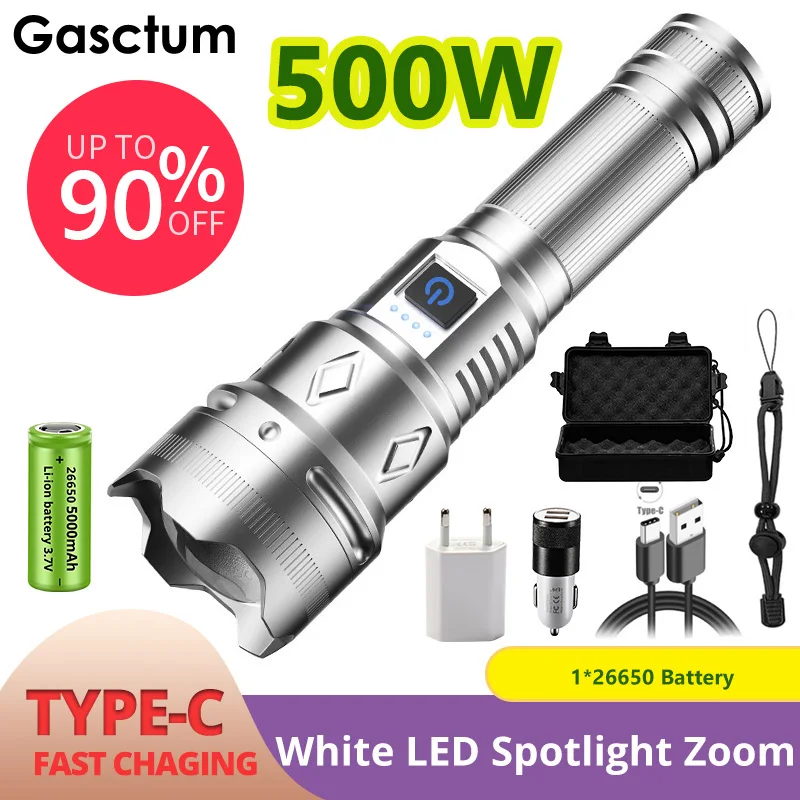 999000000LM-Super-Power-Flashlights-Zoomable-LED-Torch-Lantern-500W ...