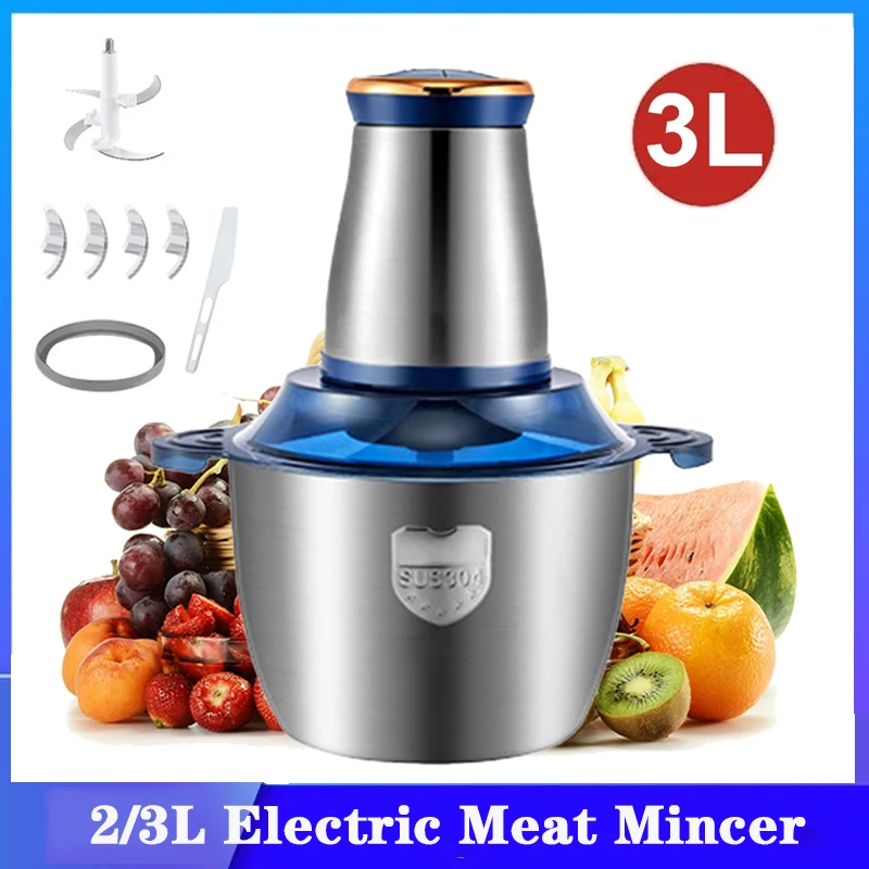 2-3L-Electric-Meat-Mincer-Grinder-Stainless-Steel-Chopper-Processor ...