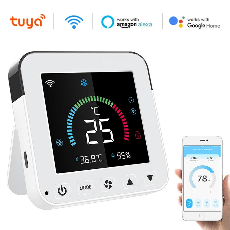 Tuya WiFi Thermostat LCD Touch Screen Air Conditioner IR Temperature ...