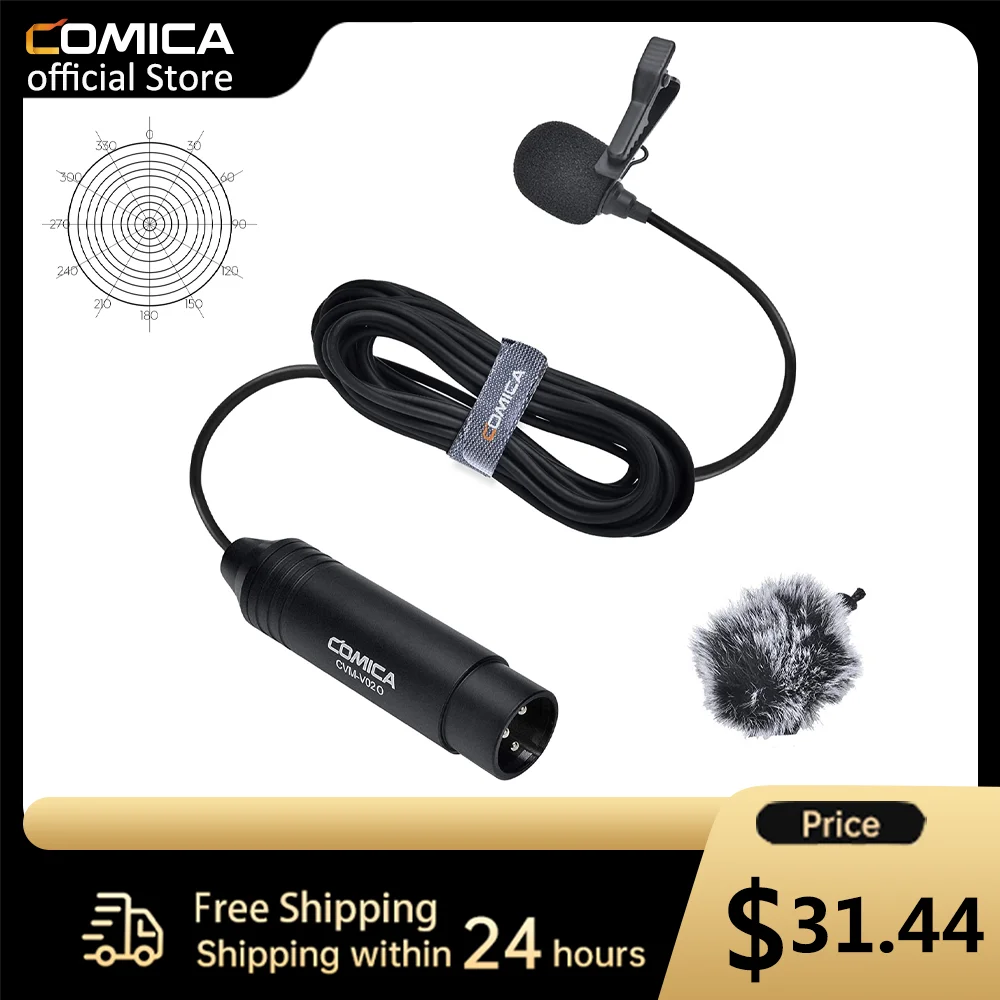 Comica CVM-V02O Lavalier Microphone Wired Lapel Microphone XLR ...