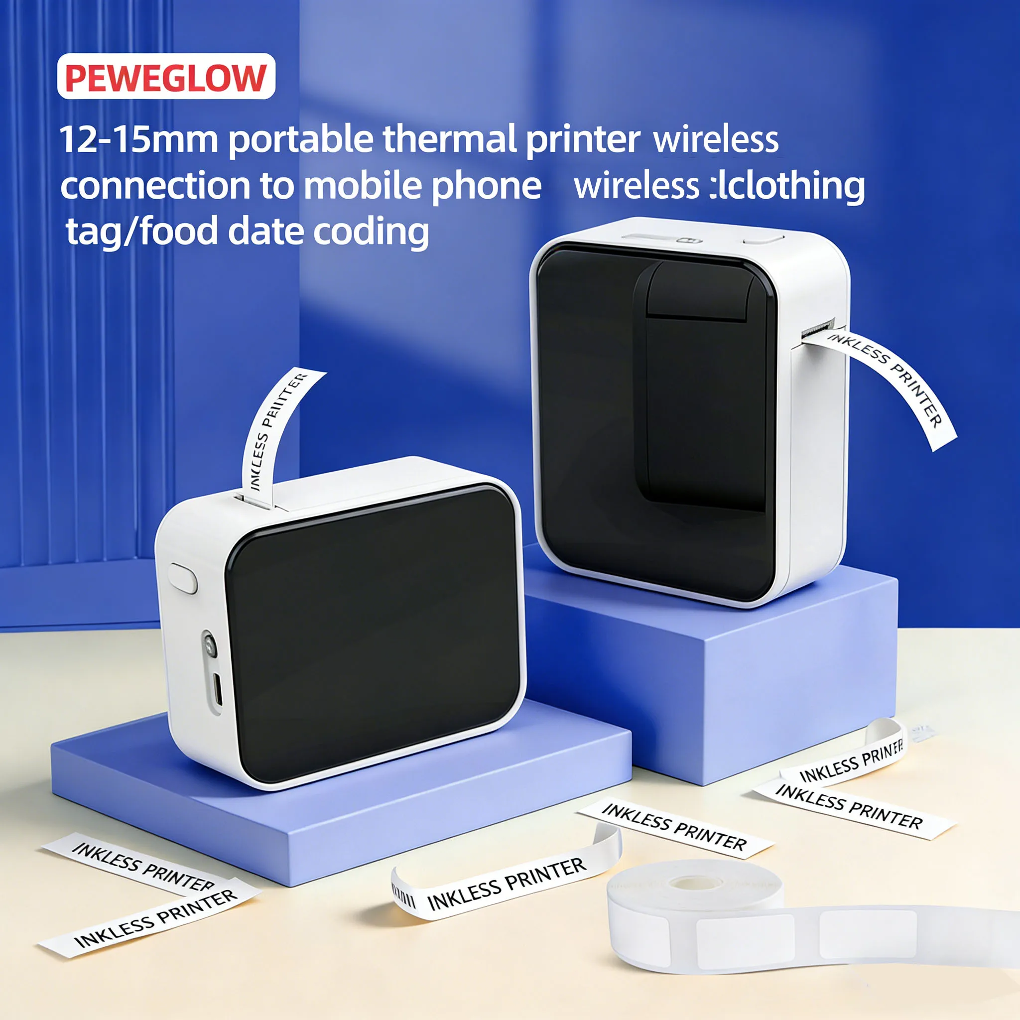 Portable Label Maker Portable Wireless Mini Label Printer, Continuous ...