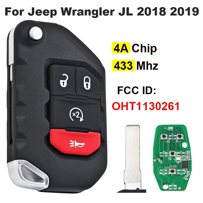 CN086041 4 Buttons Aftermarket Remote Car Key for Jeep Wrangler JL 2018 ...