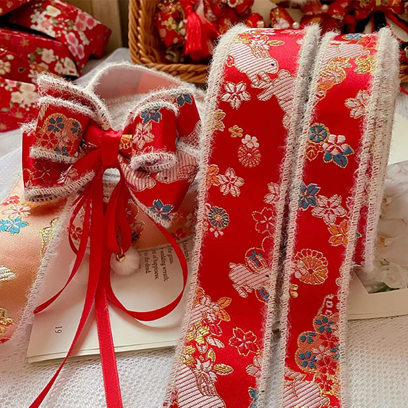 4cm-3cm-Red-Satin-Embroidery-Rabbit-Ribbon-Ethnic-Jacquard-Tape ...