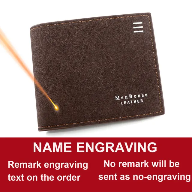 New Short Men Wallets Name Engraved Card Holder Classic Male Wallet ...