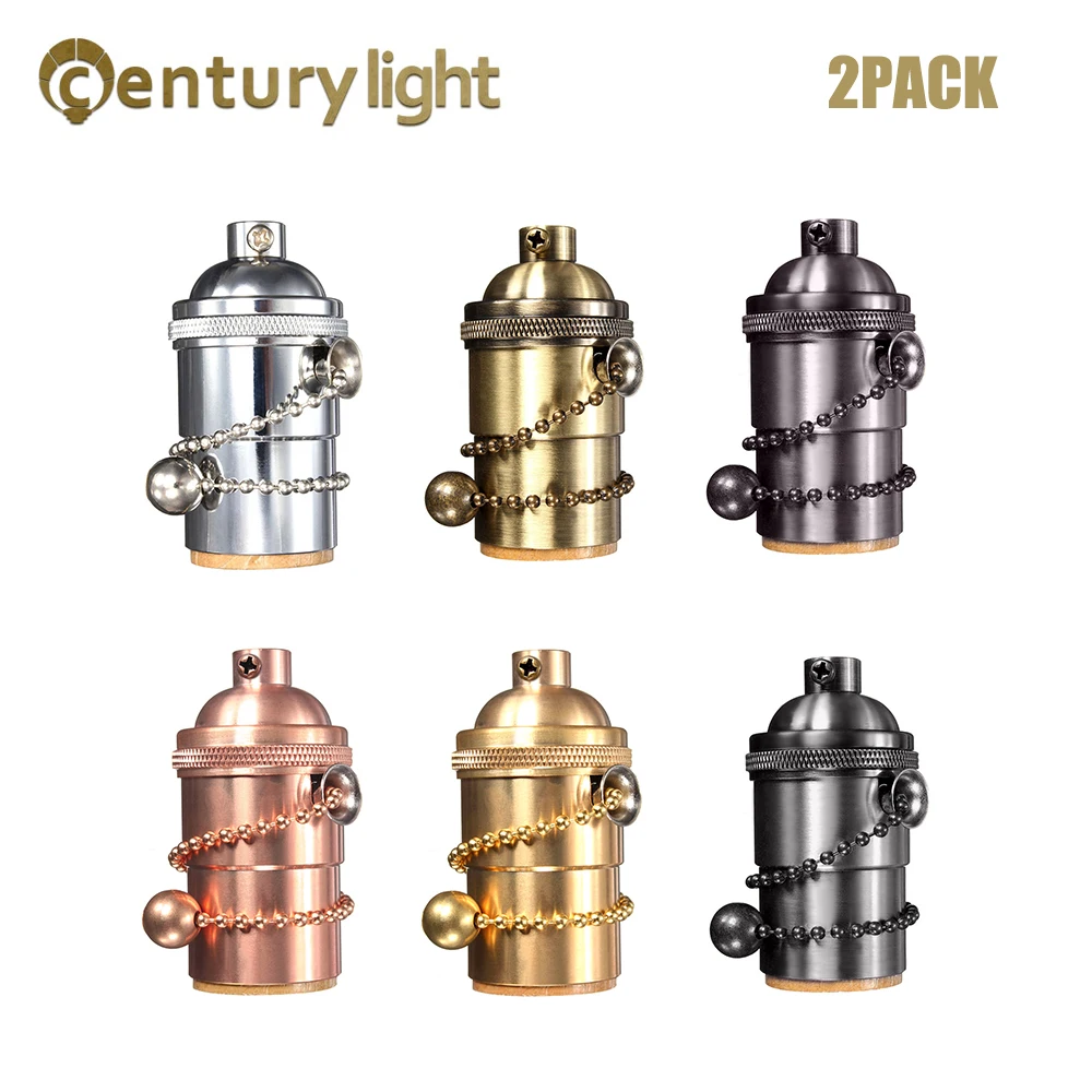 2pcs-Vintage-Lamp-Holder-E27-With-Chain-Antique-E26-Edison-LED-Bulb ...