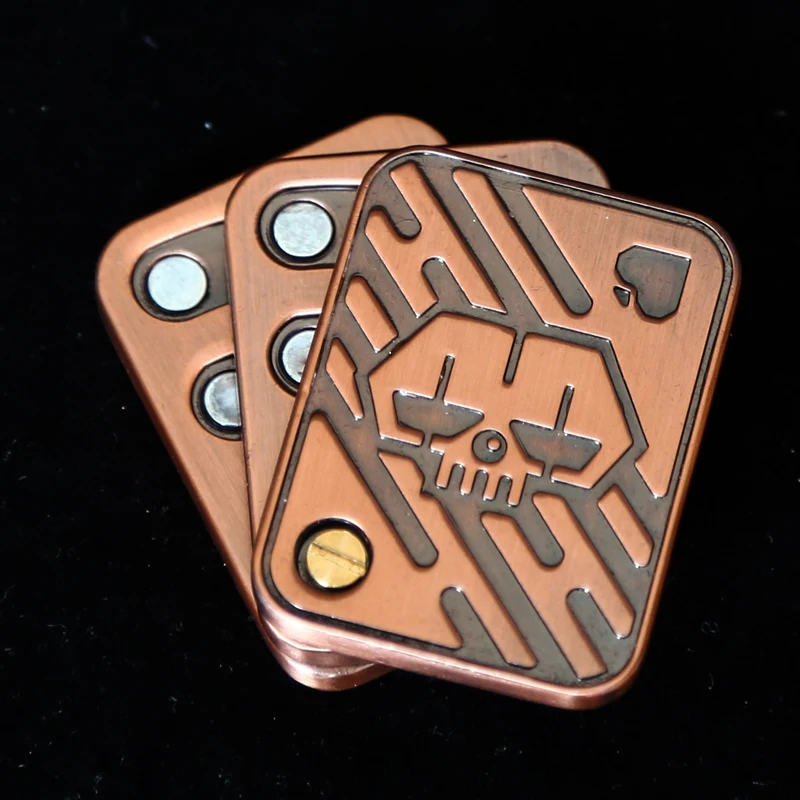 KKK-Metal-Skull-Push-Slider-Stress-Relief-Toy-EDC-Top-Spinning-Poker ...