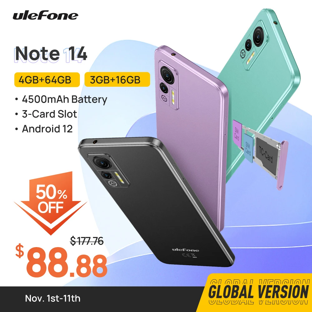 Ulefone Note 14 Smartphone 4500mah Android 12 6.52-inch 64gb Rom 13mp ...