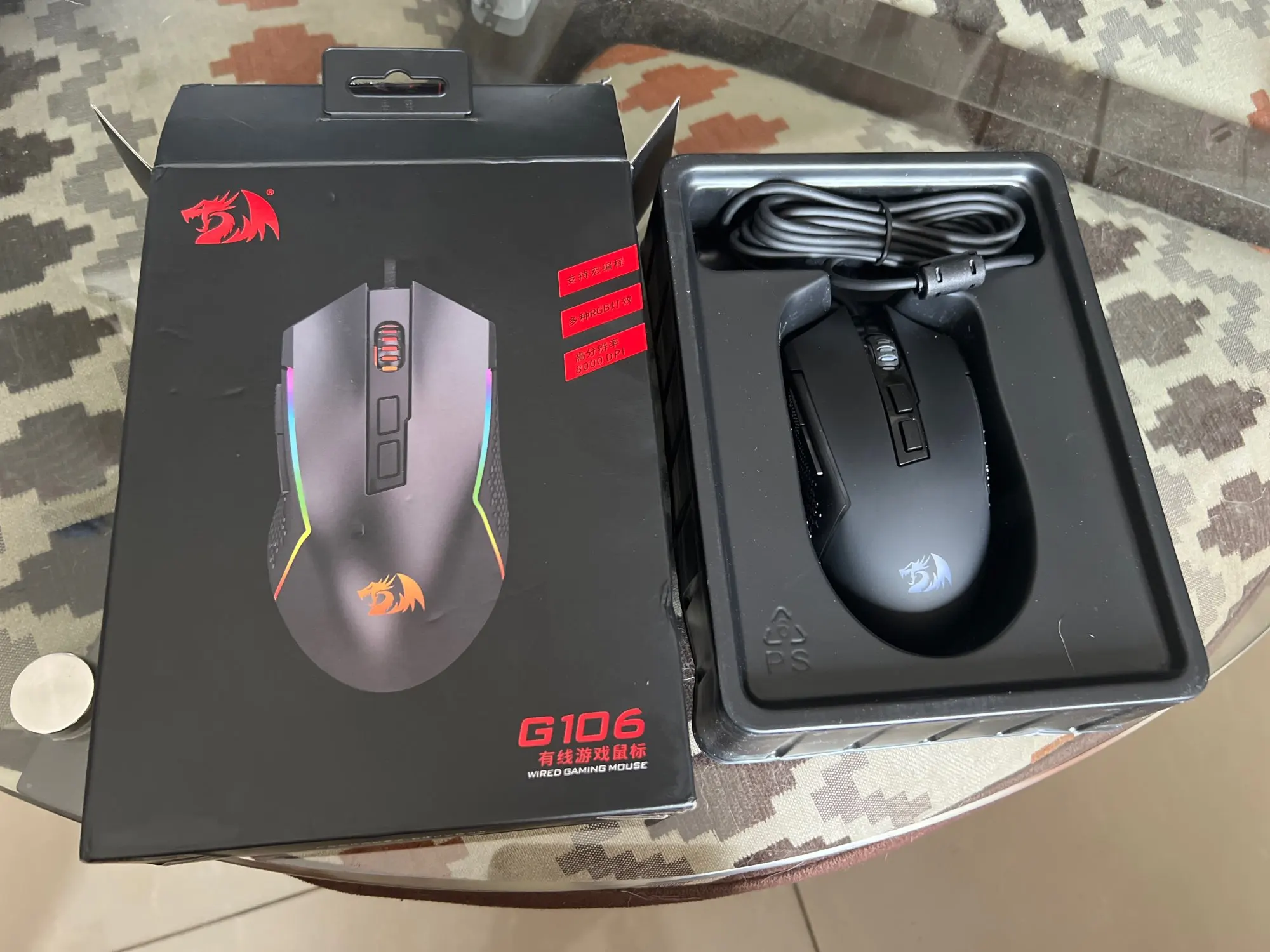 REDRAGON G106 USB RGB wired Gaming Mouse 8000 DPI 6 programmable game ...