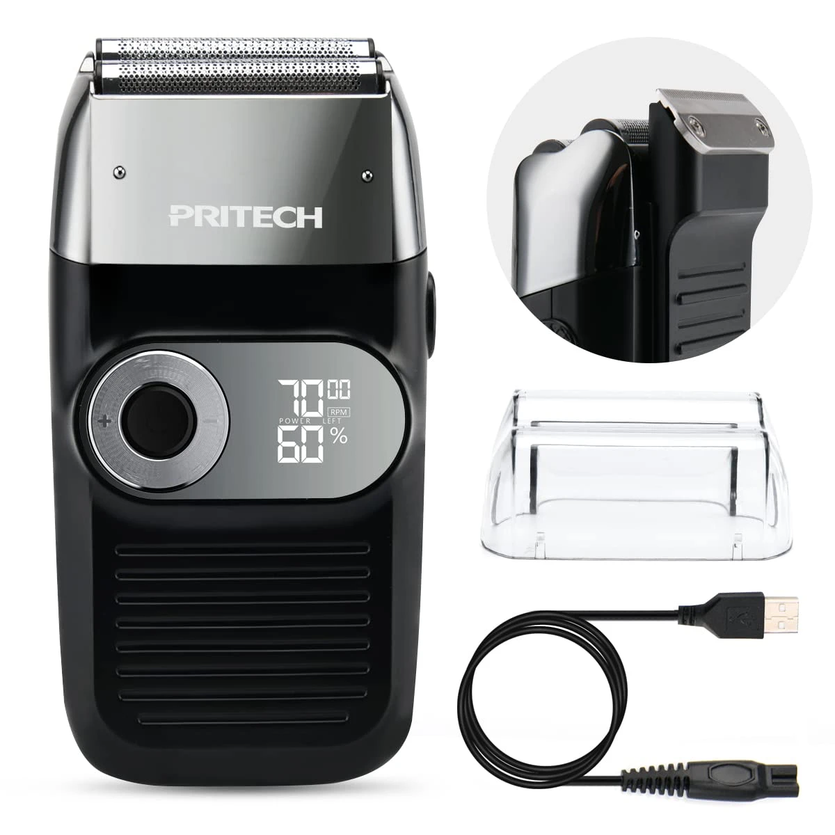 Pritech Rechargeable Electric Shaver for Men Cordless Razor Waterproof ...