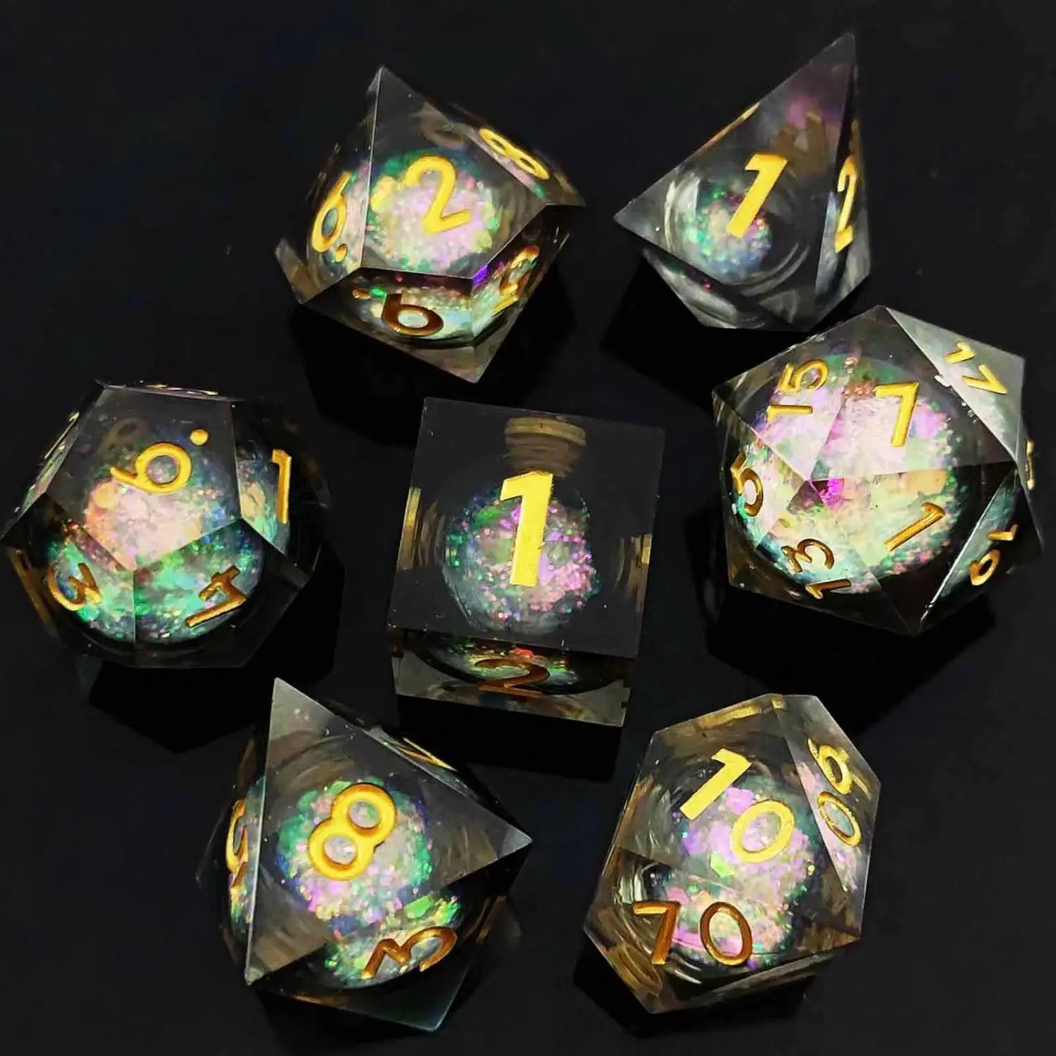 7pcs-Handmade-Resin-Sharp-Edge-Dice-Role-Playing-Dice-Polyhedral-Dice ...