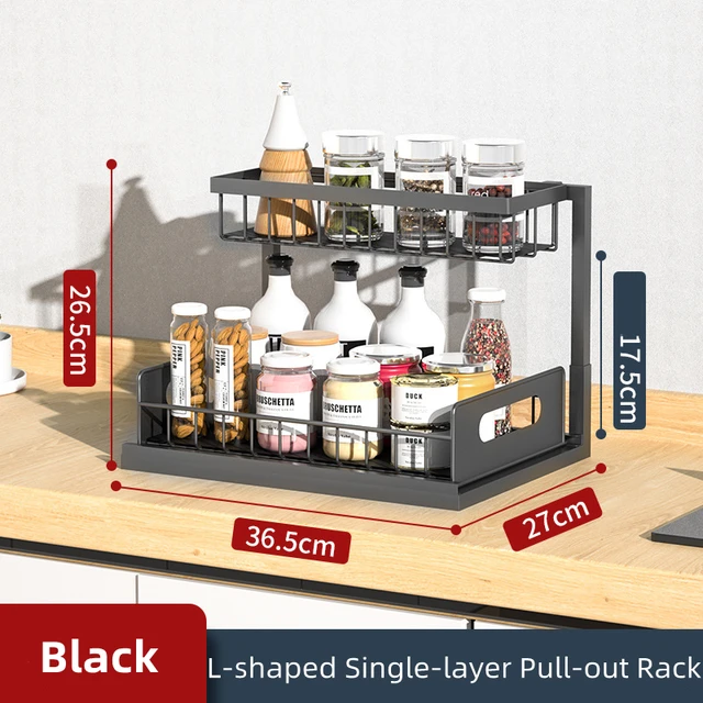 Kitchen Organizer Storage Rack Spices Pull Out L Shape Racks Under Sink ...