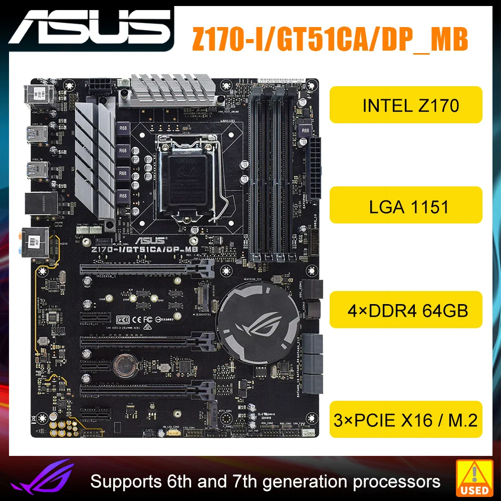 ASUS placa base Z170 I/GT51CA, LGA 1151, DDR4, LGA 1151, Intel Z170, GT51CA, PCI E 3,1, SATA3, M ...