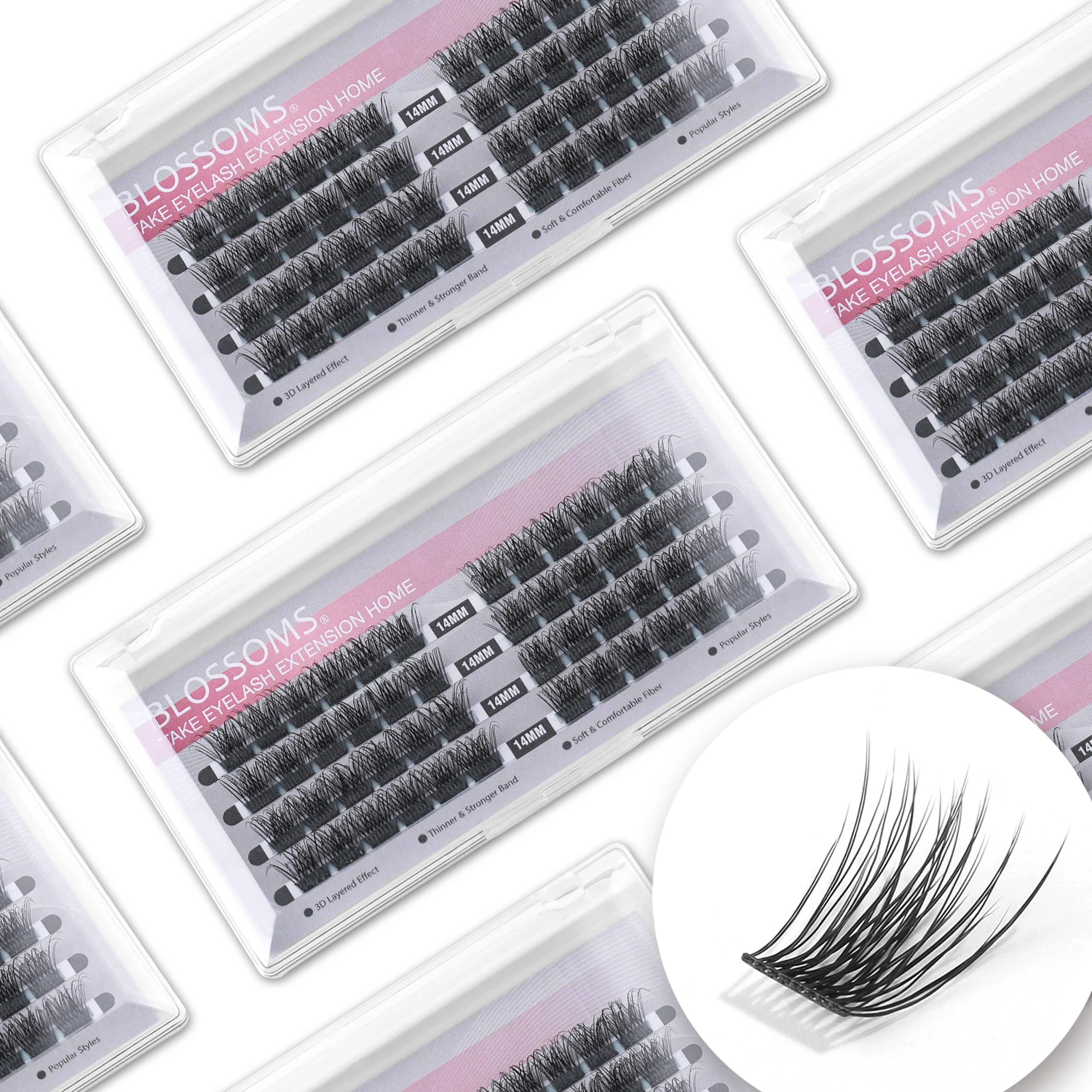 ETVITE DIY Clusters Eyelash Extension Dovetail Segmented Lashes 48 Volume Natural Segmented ...