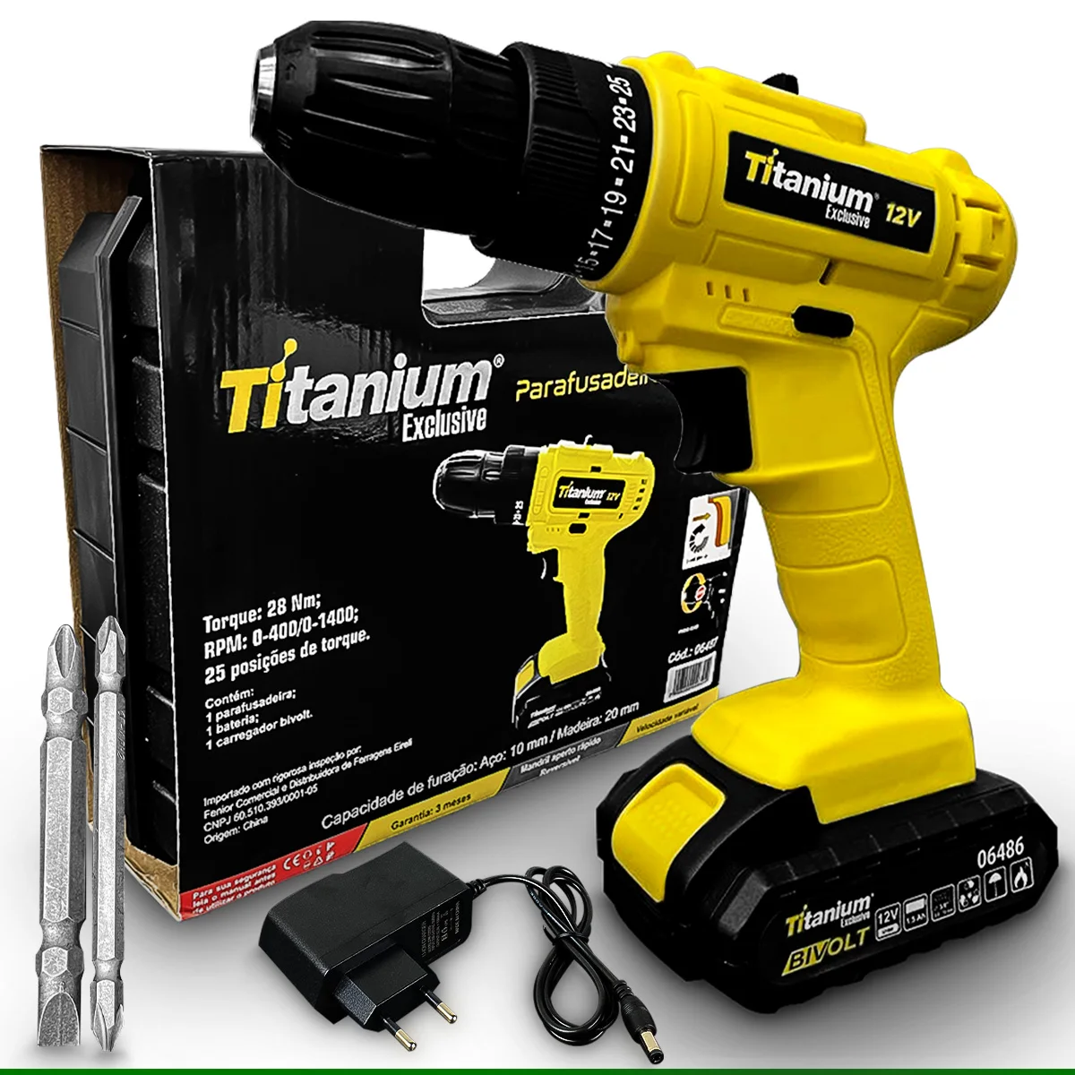 Furadeira Parafusadeira Sem Fio Impacto 12v Titanium + Kit Completo 34 ...